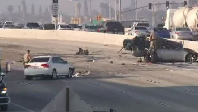 One Killed In Fiery Six Vehicle Crash On 215 Freeway In San Bernardino