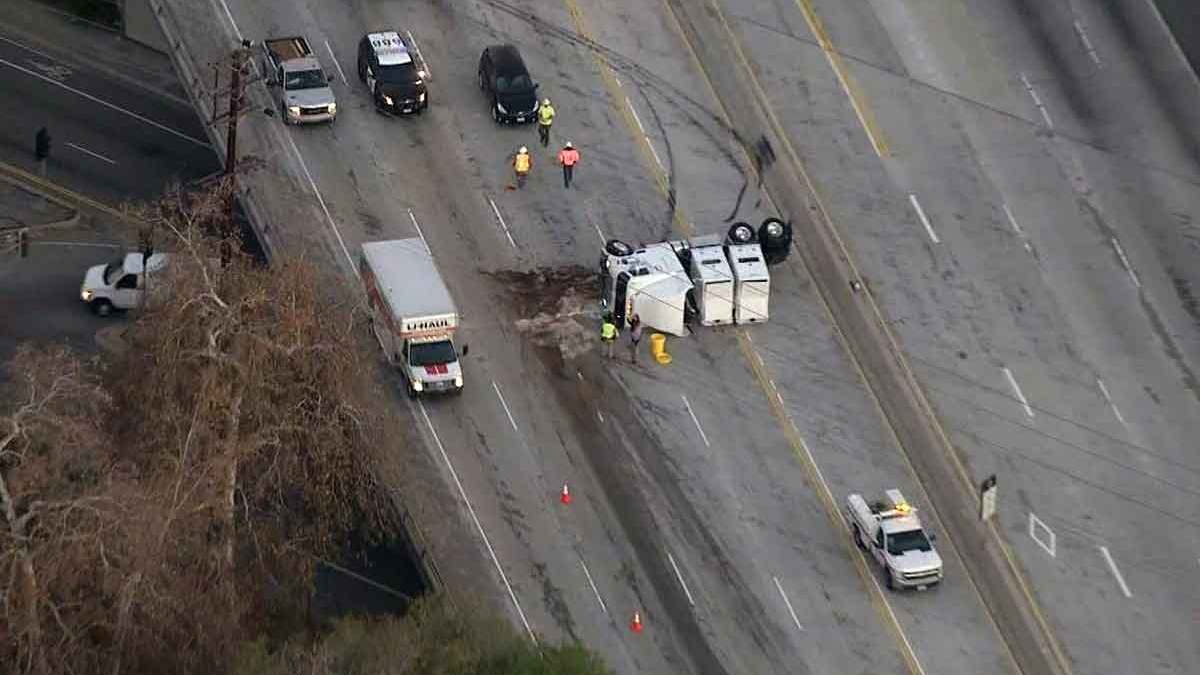 Overturned Truck Slows Drive on SB 170 Fwy in North Hollywood – NBC Los ...