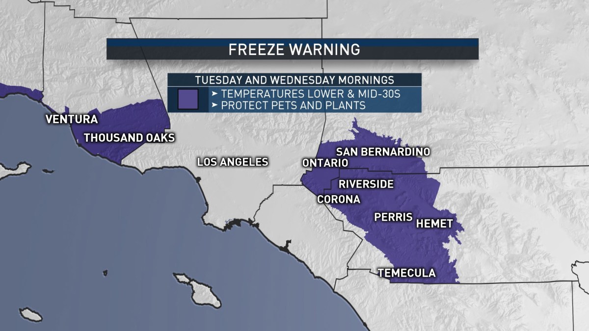 Freeze Warning, Cold Air in Effect for Southern California Areas – NBC ...