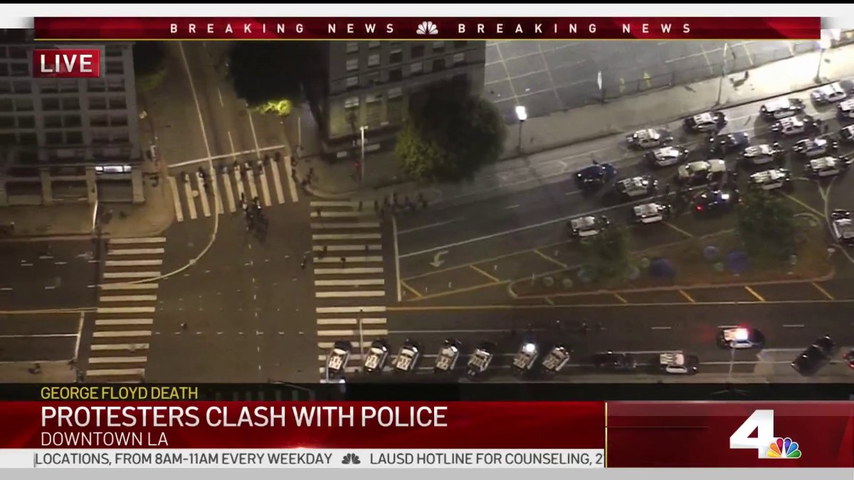 Aerial Video Shows Confrontation Between LAPD and Protesters – NBC Los ...