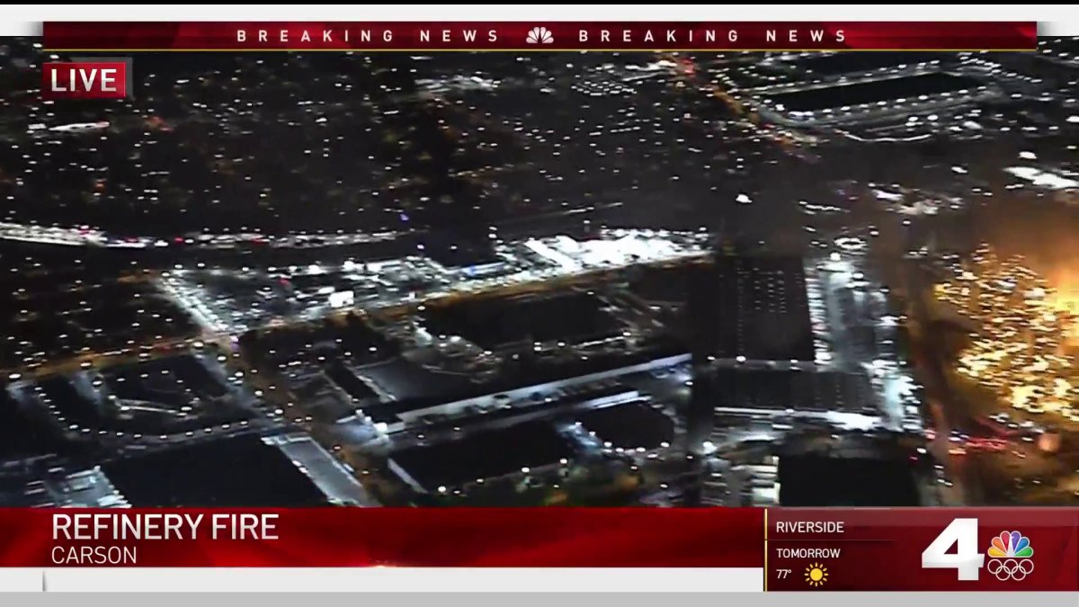 Large Refinery Fire Temporarily Shuts Down 405 Freeway in Carson – NBC ...