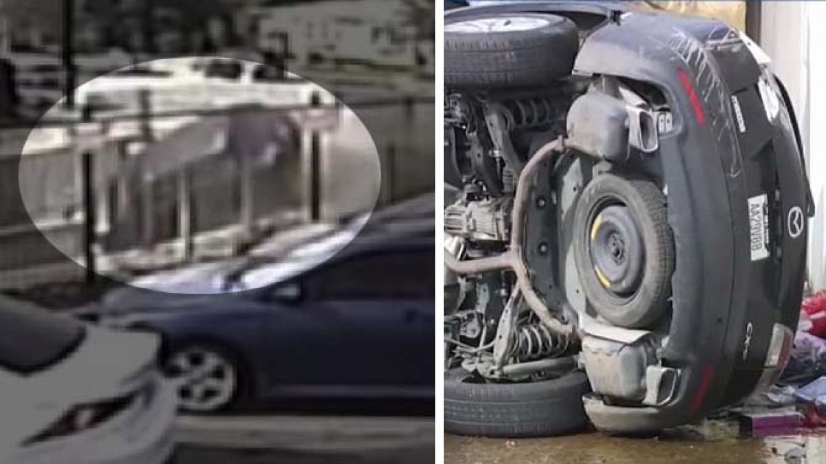 Car Speeds Off Freeway, Through Fence and Into Wash in Caught on Camera ...