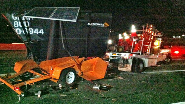 Four Injured in 14 Freeway Construction Truck Crash – NBC Los Angeles