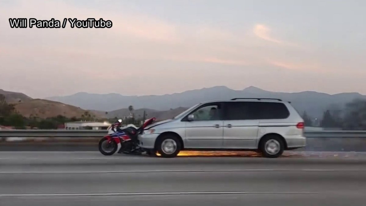 CHP Arrests Driver of Minivan Captured on Video With a Motorcycle ...
