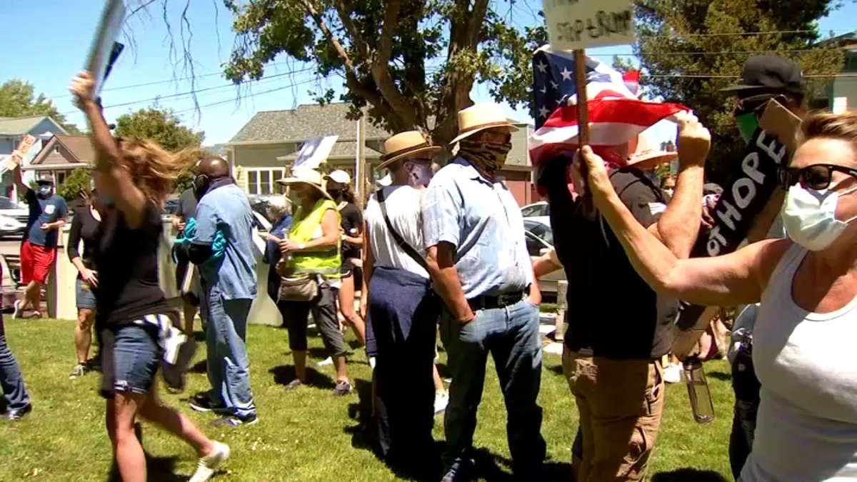 Tense Standoff Between Protesters, Counter Protesters at Petaluma ...