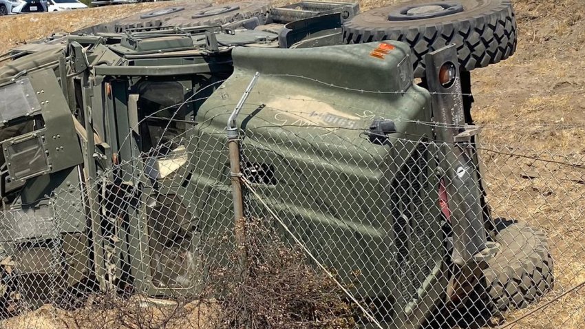 Military Truck Crashes on 215 Freeway – NBC Los Angeles