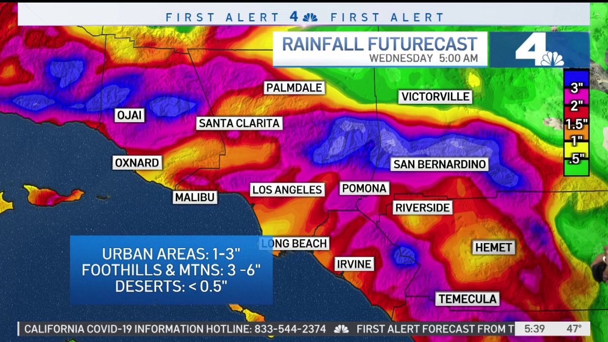 SoCal Rain Starts Monday Night, Continues Into Tuesday – NBC Los Angeles