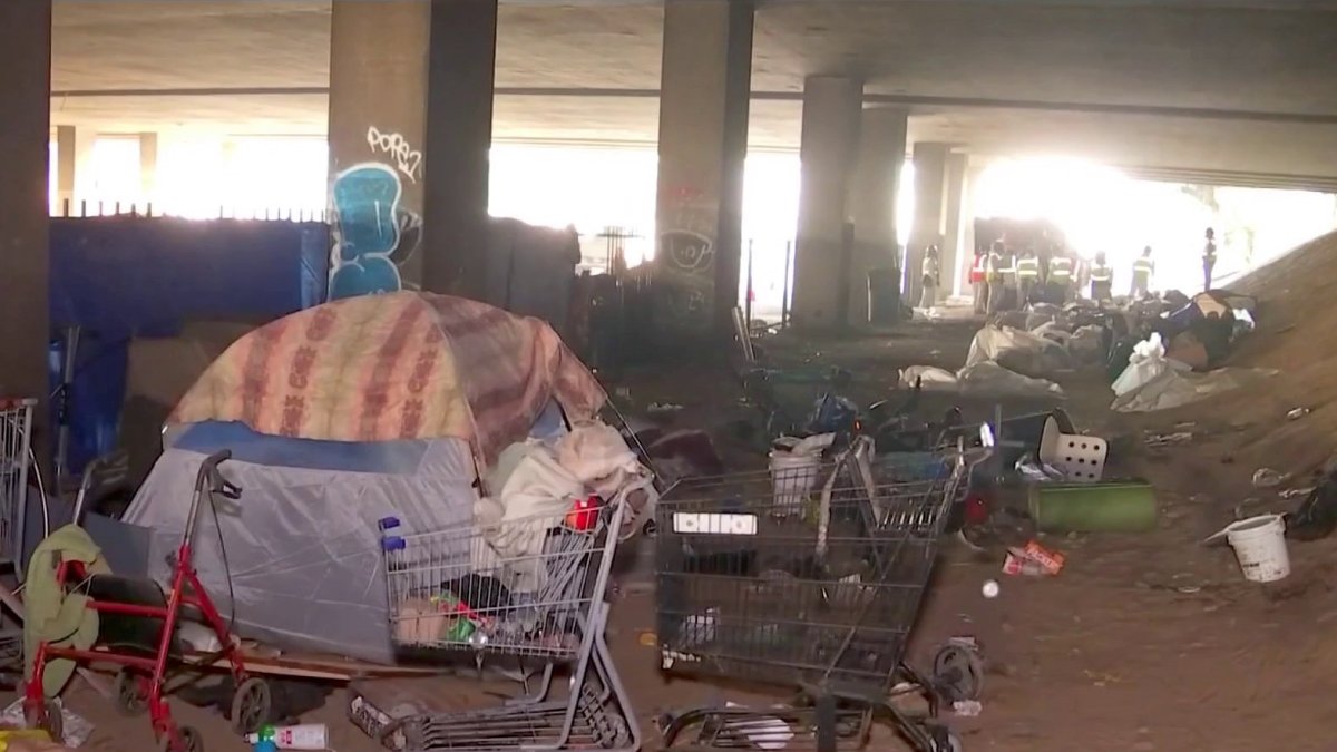 Homeless Encampment Cleared Between LAX and SoFi Stadium – NBC Los Angeles