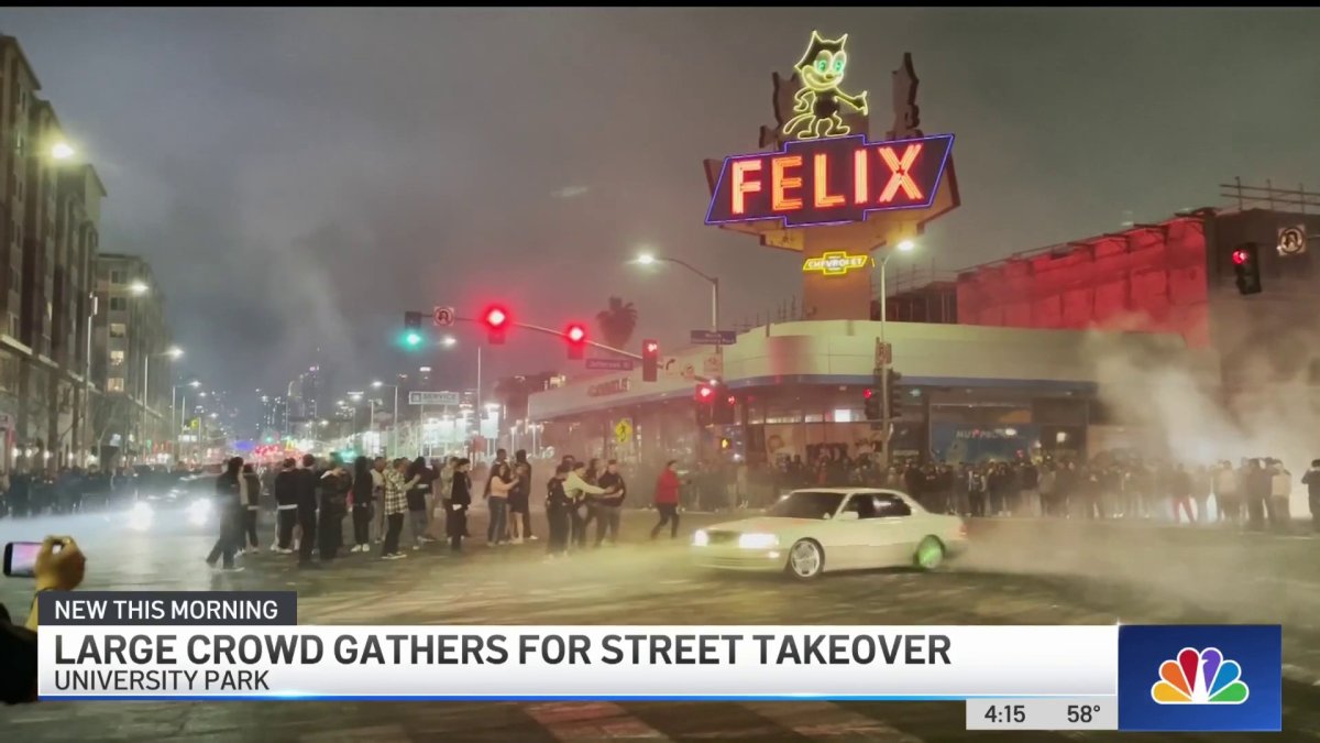 Crowd Takes Over University Park Street for Sideshow Stunts – NBC Los ...