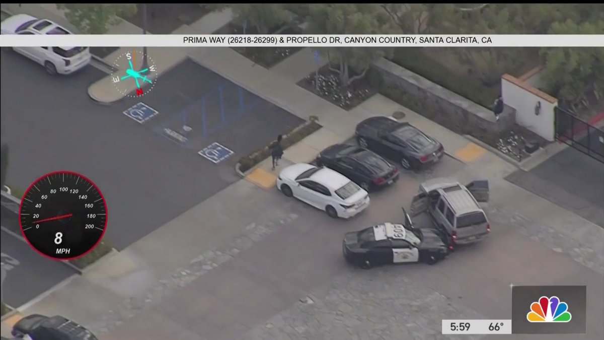 Pursuit Driver and Others in Car Jump Out and Run Through Gated ...