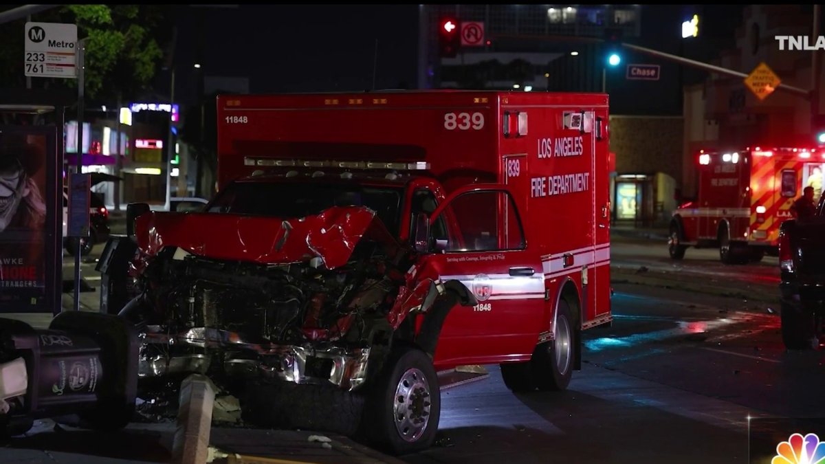 Stolen LAFD Ambulance Crashes Into Pickup, SUV – NBC Los Angeles