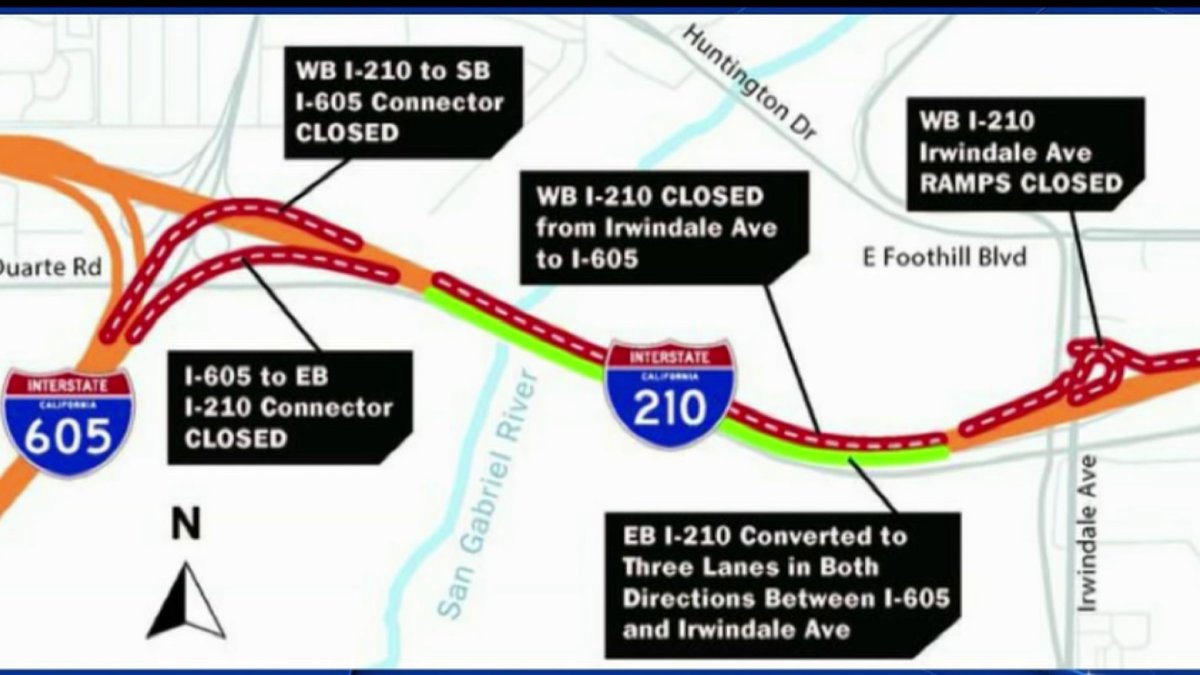 Westbound 210 to Close for Five Days Next Week – NBC Los Angeles
