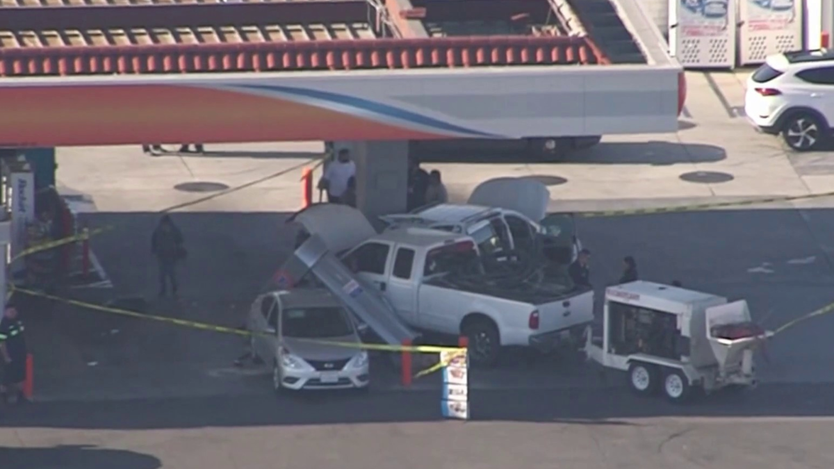 11 Hurt After Truck Hauling Concrete Mixer Knocks Over Fuel Pump, Hits ...