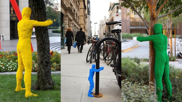 ‘Hugman’ Sculptures, Made From LEGO Bricks, Grace a DTLA Plaza – NBC ...