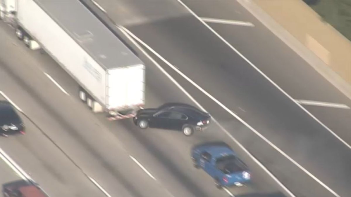 Watch: LA Chase Driver Crashes in Big Rig – NBC Los Angeles