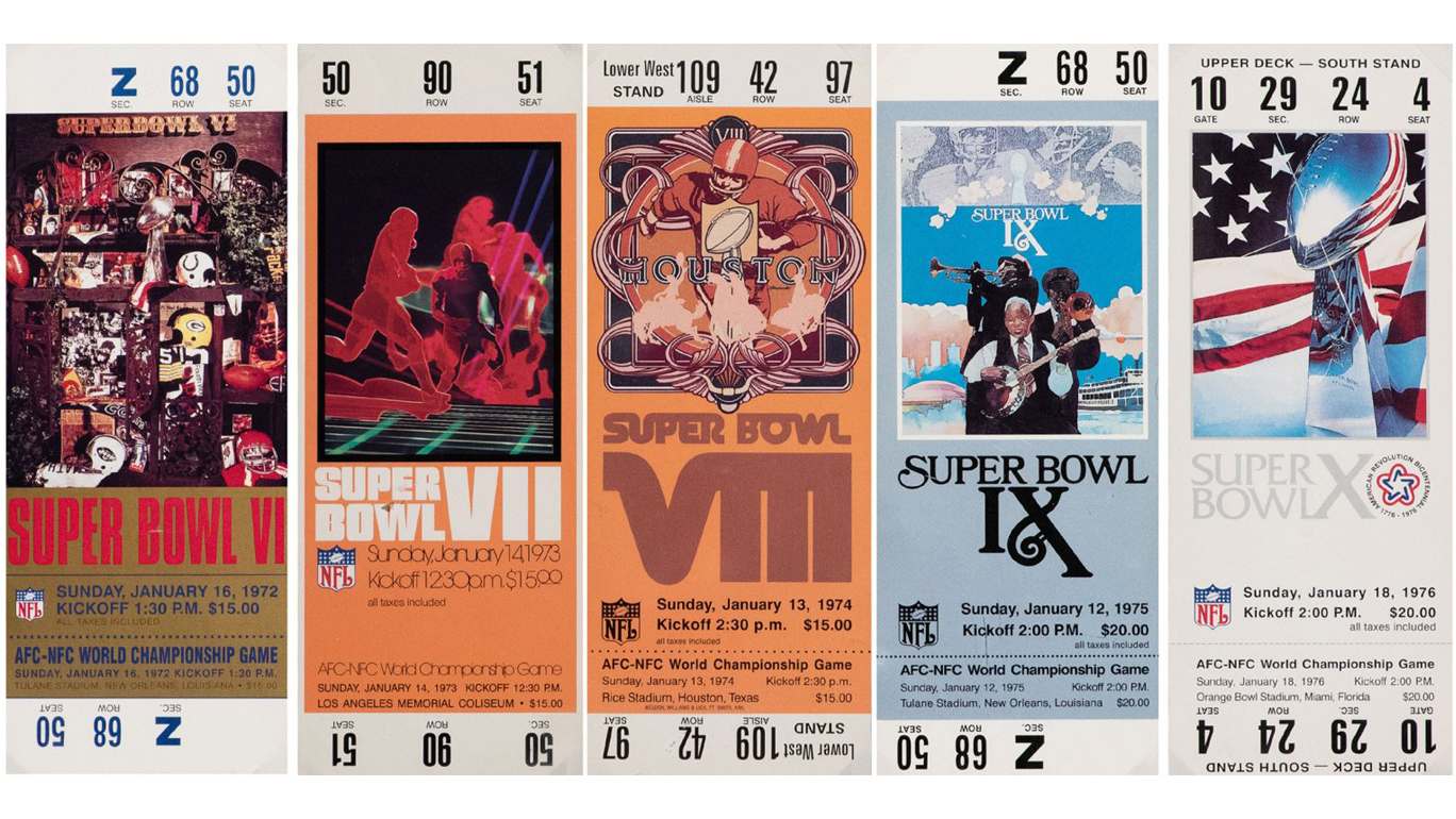 Photos: How Super Bowl Ticket Designs Evolved – NBC Los Angeles