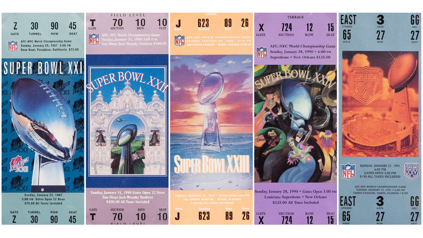 Photos: How Super Bowl Ticket Designs Evolved – NBC Los Angeles