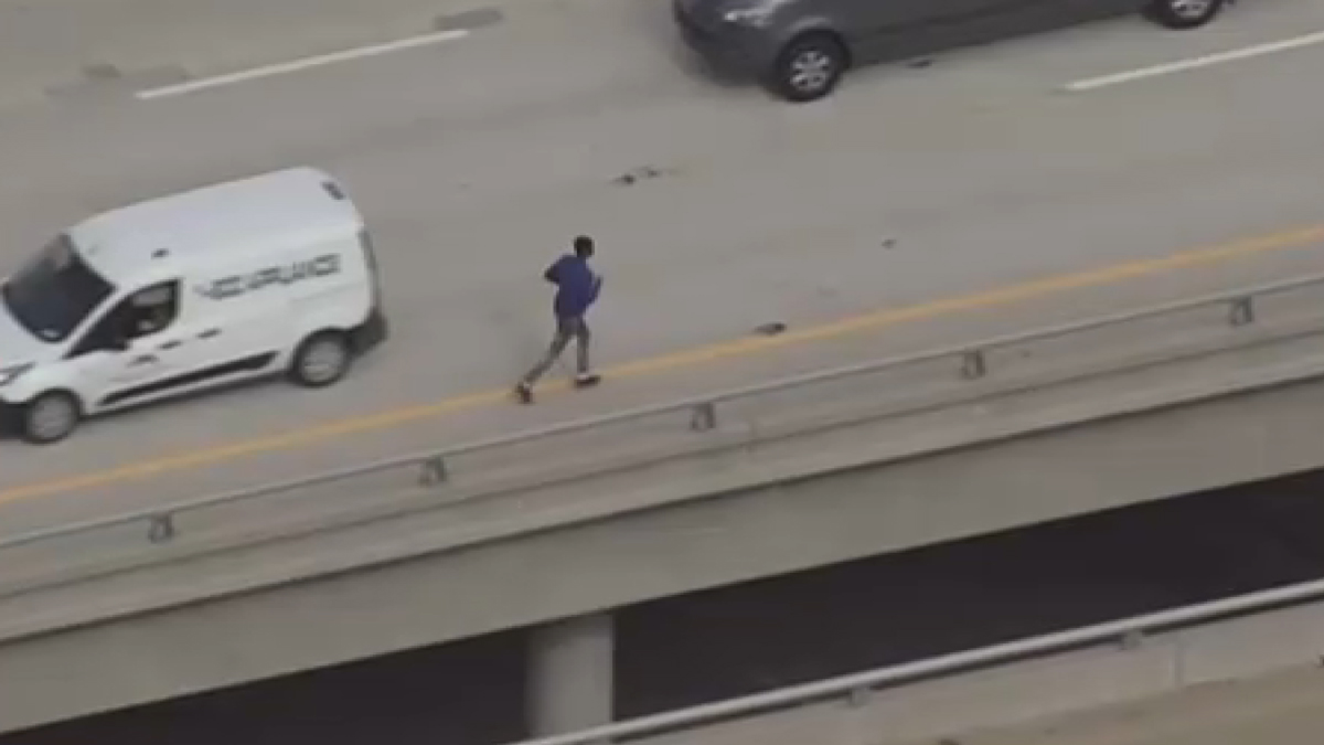 Driver Ditches Car Runs Across Freeway Lanes After High Speed Chase