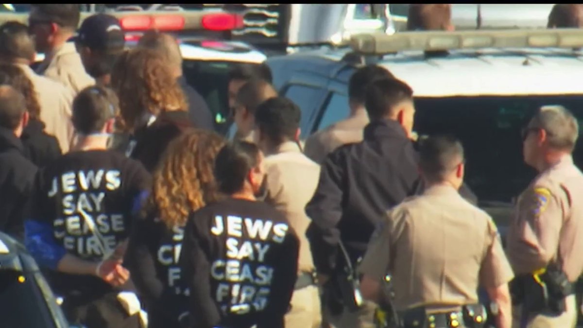75 arrested in ceasefire protest on 110 Freeway – NBC Los Angeles