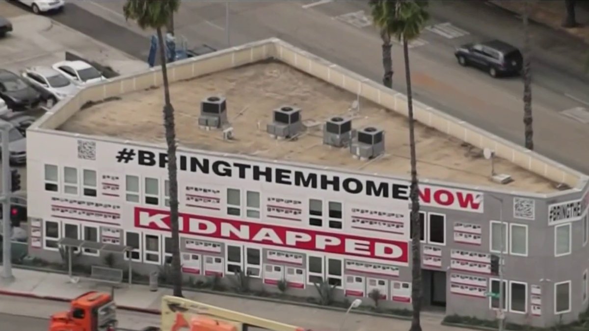 ‘Kidnapped by Hamas’: Graffiti activists cover Culver City building ...