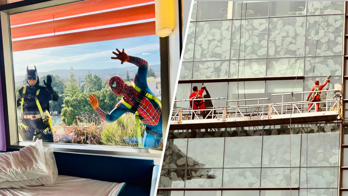 Window-washing superheroes lift spirits at children’s hospital in Palo ...
