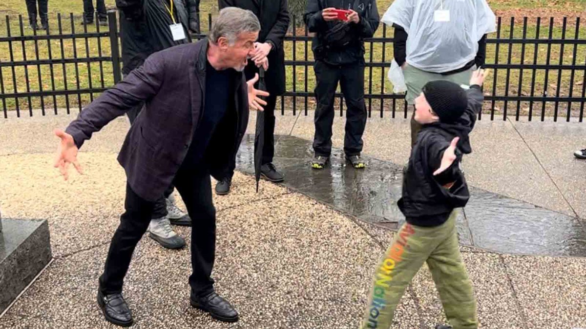 Sylvester Stallone and young fan Ro Knight reenact ‘Rocky’ scene – NBC ...