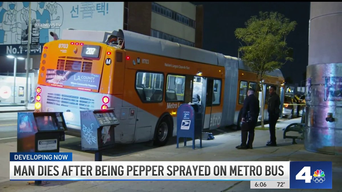 Man dies after being pepper sprayed on Metro bus – NBC Los Angeles