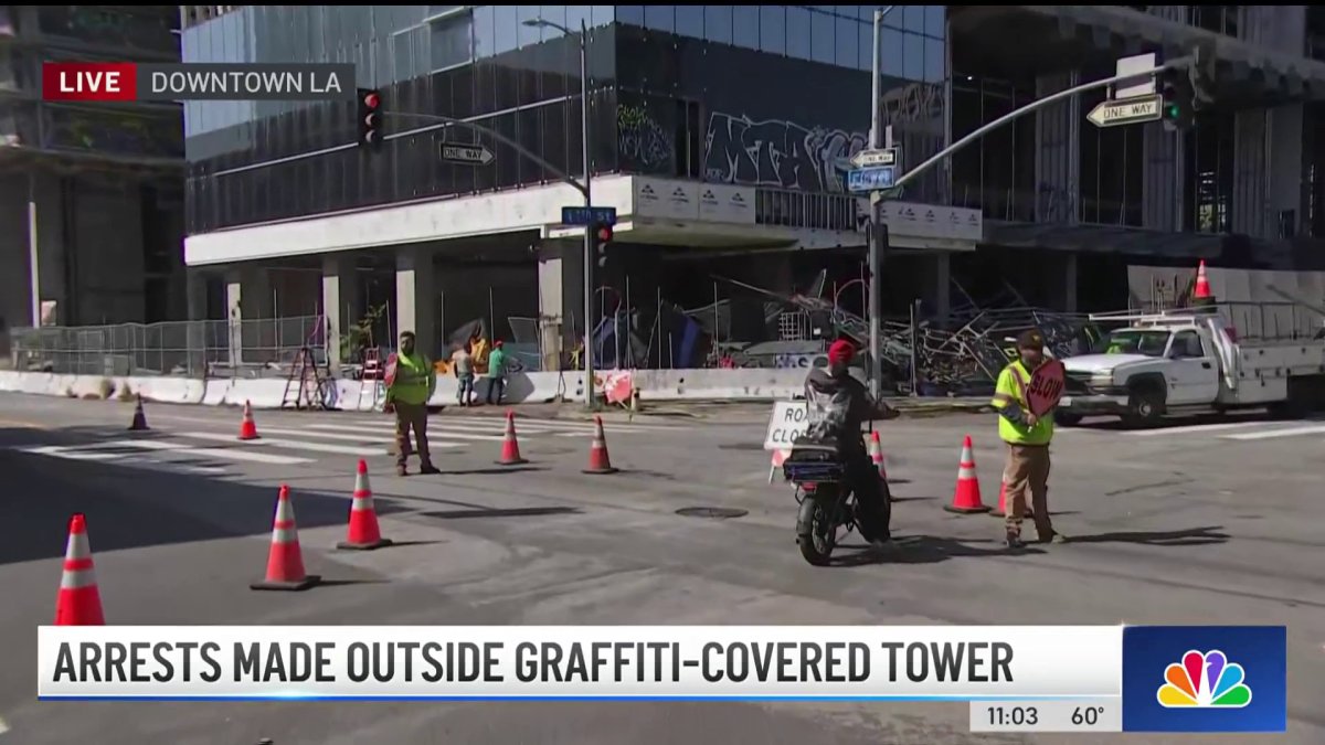 Arrests made at graffiti towers in downtown LA – NBC Los Angeles