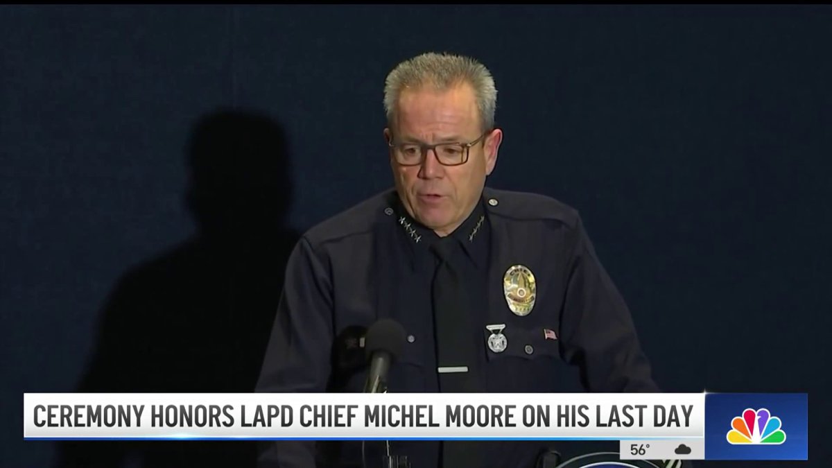 LAPD honors retiring Chief Michel Moore after decades of service – NBC ...