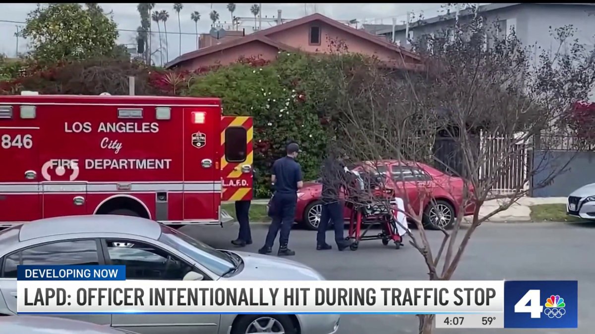 LAPD officer ‘intentionally’ struck during traffic stop in South LA ...