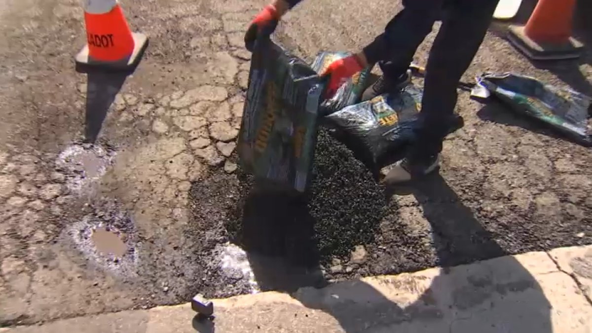 Compton couple help drivers by fixing potholes – NBC Los Angeles