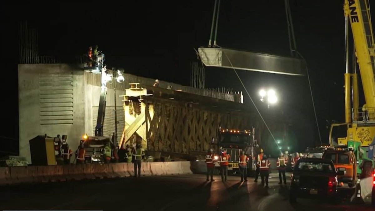 Watch: Girder lowered into place on 101 Freeway wildlife crossing – NBC ...