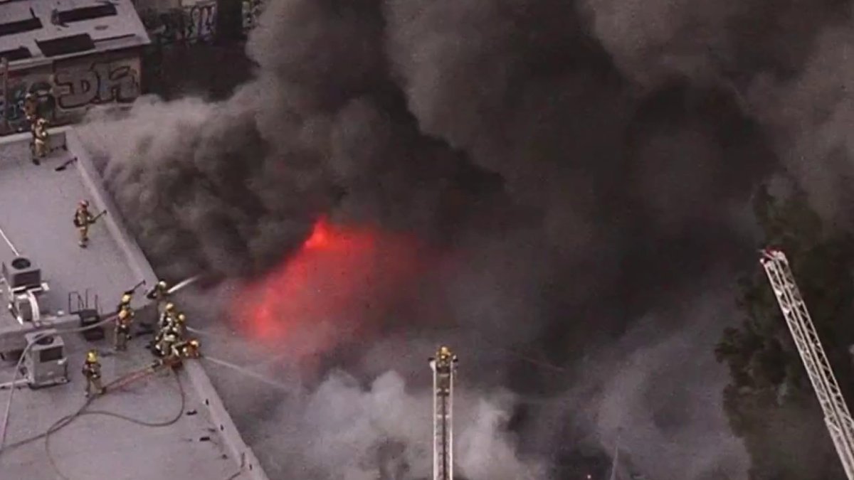 Fire crews battle fire at Sportswear store fire in downtown LA – NBC ...