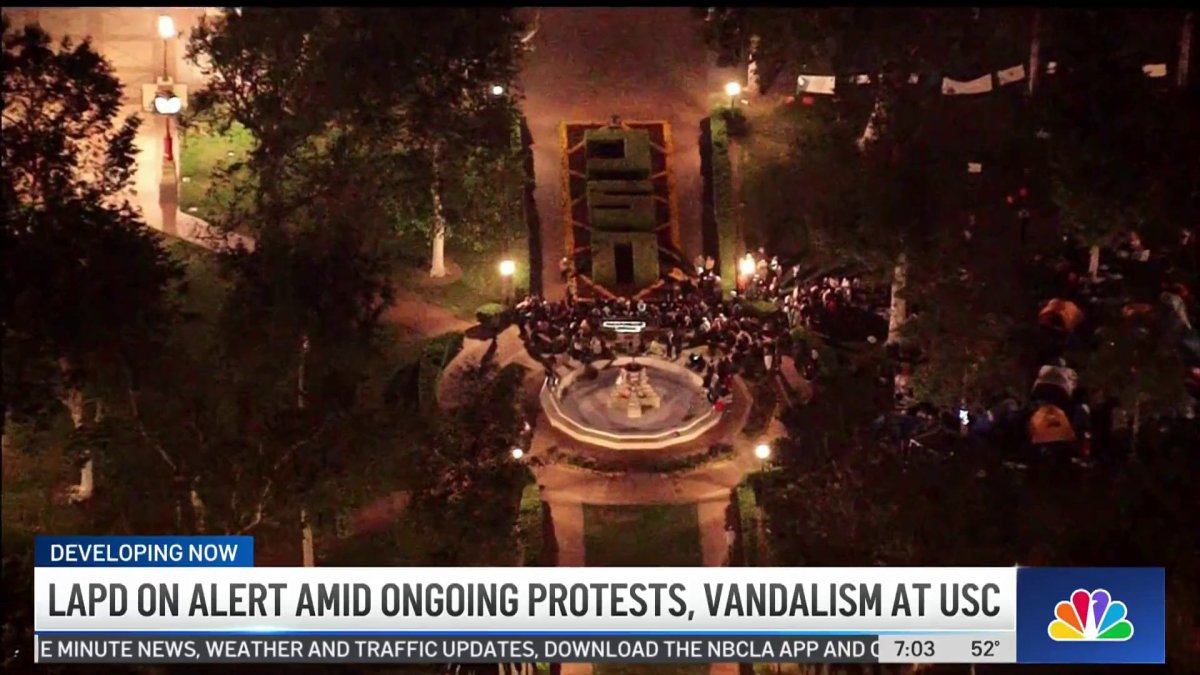 LAPD on alert amid ongoing protests, vandalism at USC – NBC Los Angeles