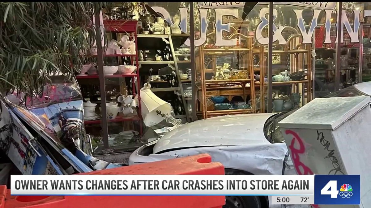 3 cars crashes into same antique shop in Long Beach – NBC Los Angeles