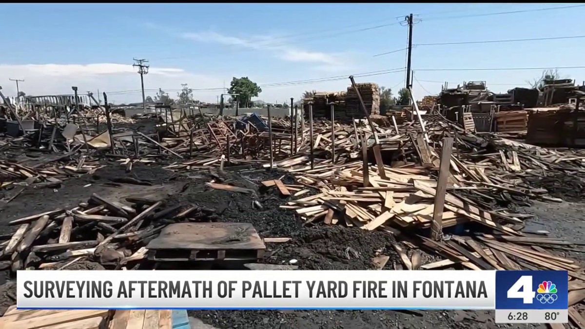 Aftermath of aggressive pallet yard fire in Fontana – NBC Los Angeles