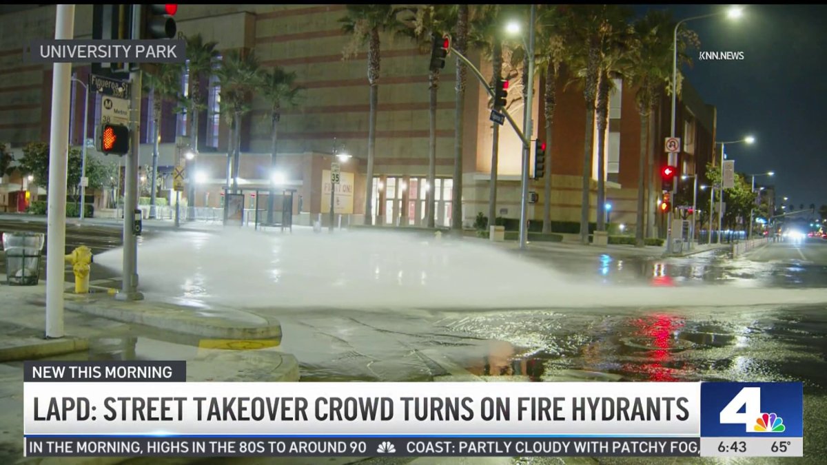 LAPD street takeover crowd turns on fire hydrants – NBC Los Angeles