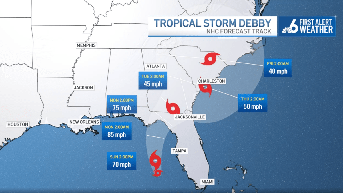 Hurricane Debby expected to strengthen rapidly near Florida – NBC Los ...