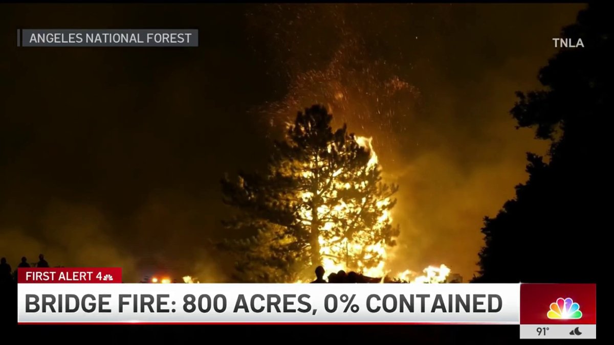 Bridge Fire burns 800 acres in the Angeles National Forest – NBC Los ...