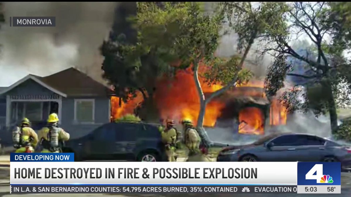 Home destroyed in fire in Monrovia – NBC Los Angeles