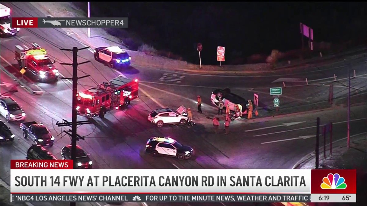 Rollover crash closes part of 14 Freeway in Santa Clarita – NBC Los Angeles