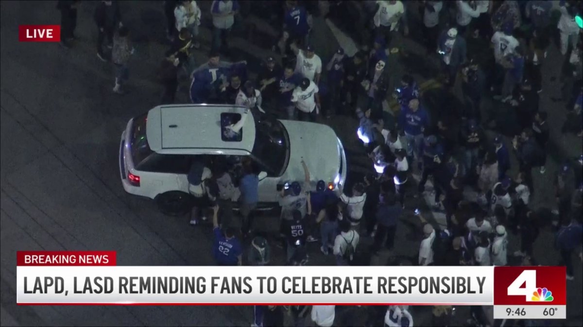 Large police presence in LA as Dodger fans celebrate World Series win ...