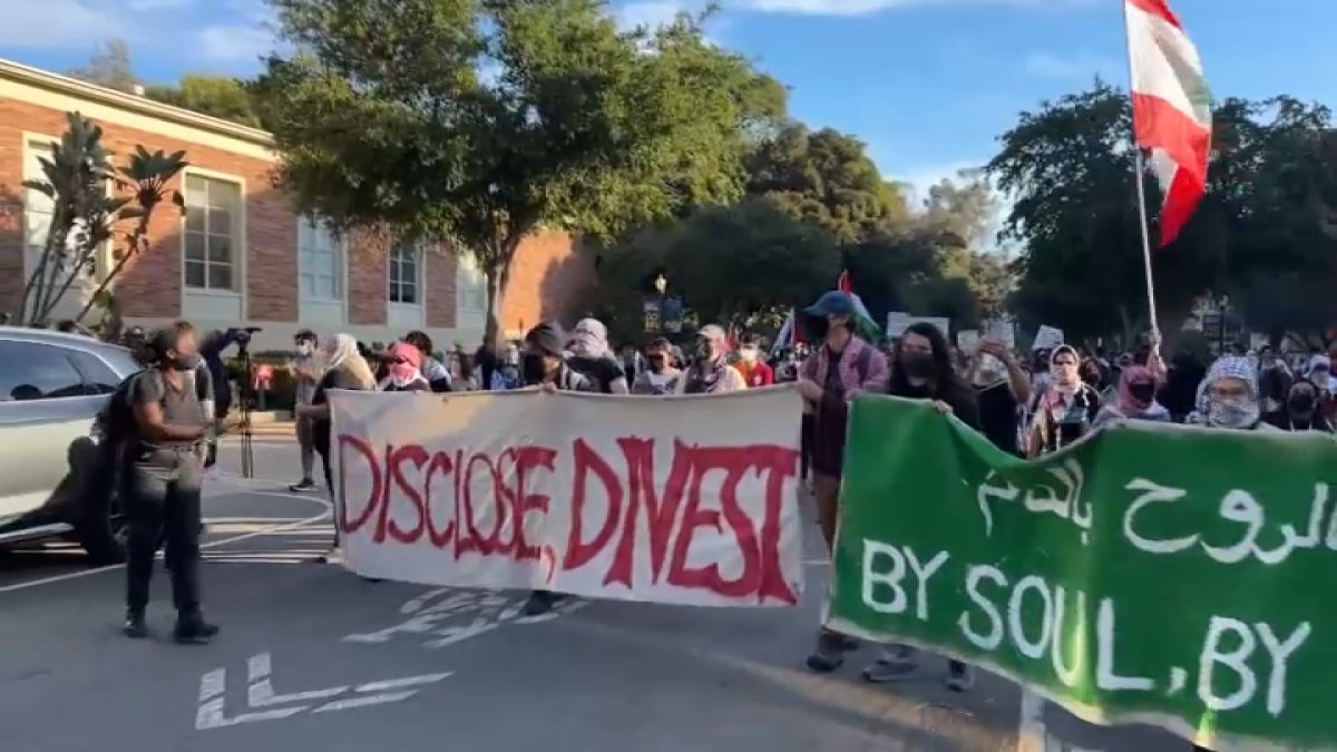 Pro-Palestinian protesters march on UCLA campus – NBC Los Angeles