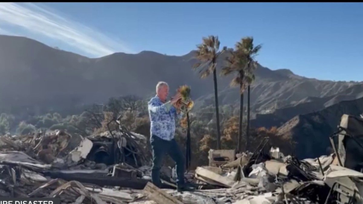 Trumpet player creates viral moment after losing home to fire – NBC Los ...