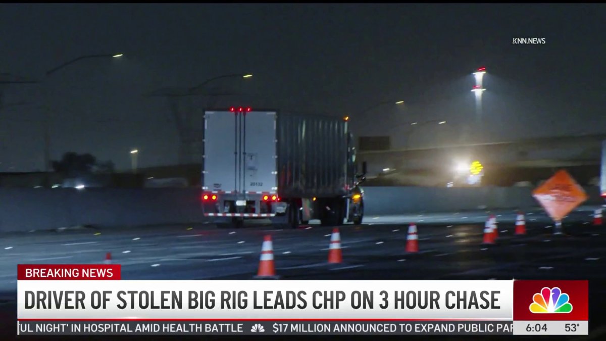 Driver of stolen big rig leads CHP on 3 hour chase – NBC Los Angeles