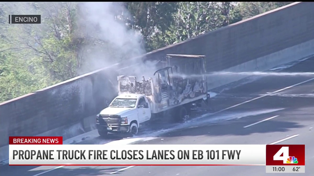Truck carrying propane catches fire on 101 Freeway – NBC Los Angeles