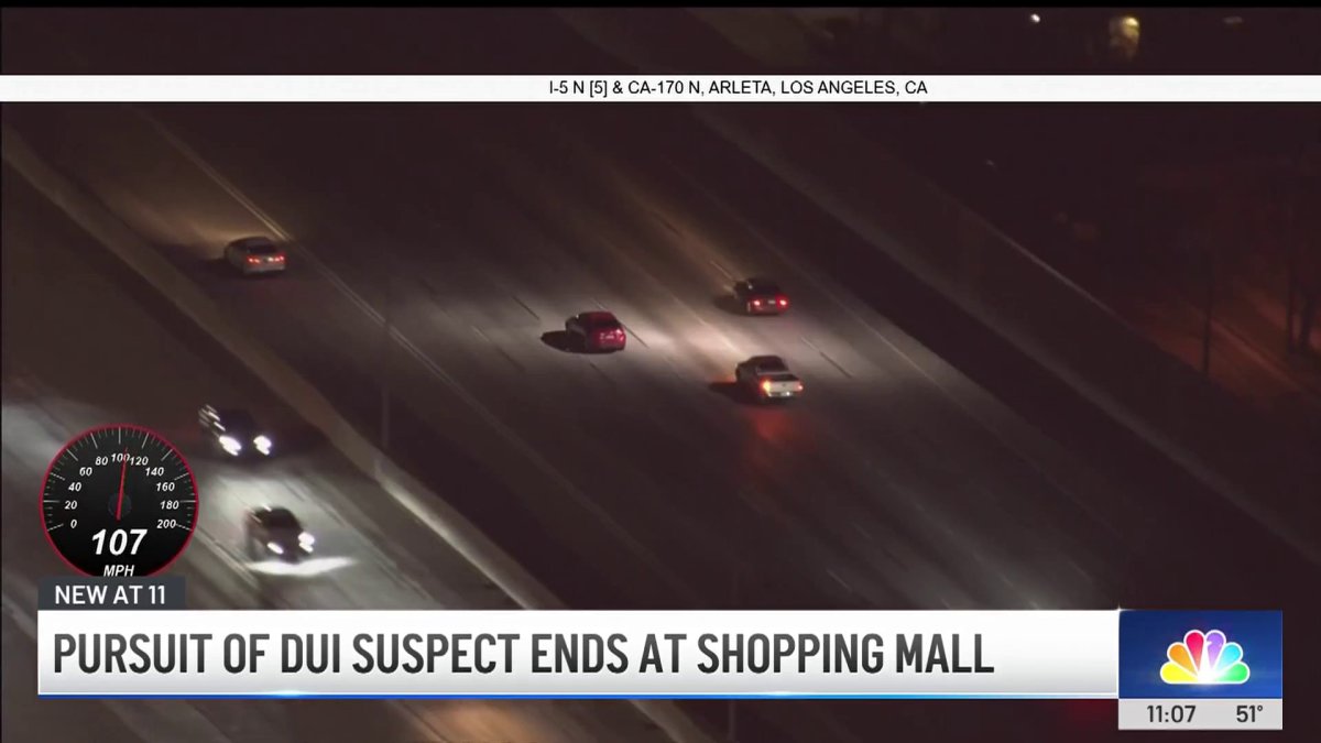 Suspected DUI driver heads to NOHO West during car chase – NBC Los Angeles
