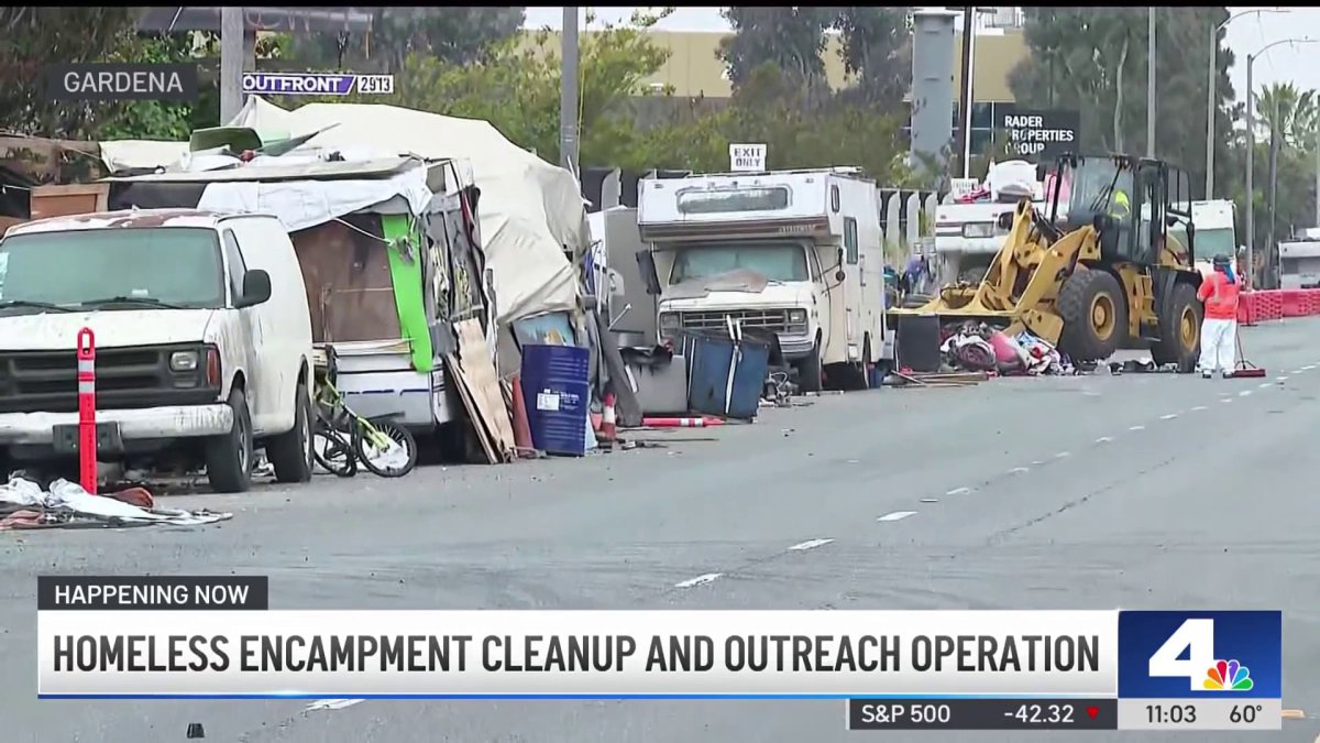 Homeless encampment cleanup and outreach operation begins in Gardena ...