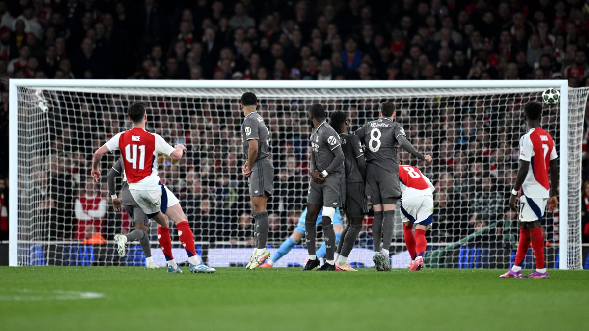 Arsenal vs. Madrid: Declan Rice scores two free kicks in 3-0 win – NBC ...