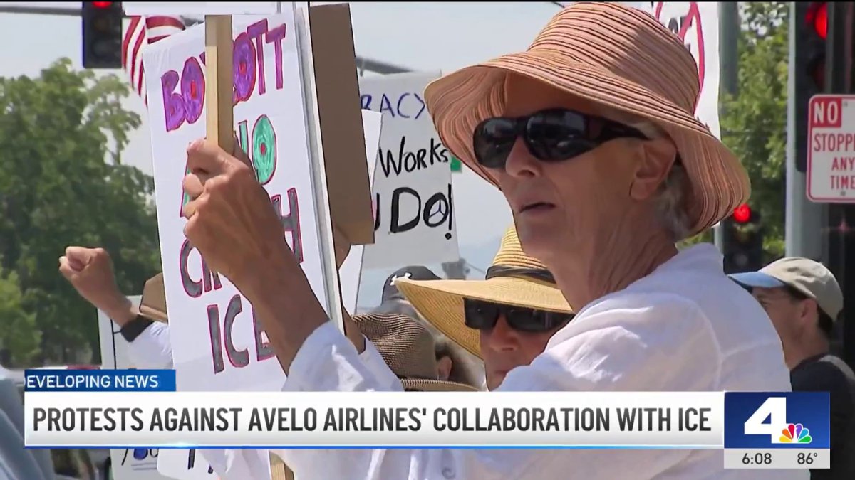 Protests against Avelo Airlines’ collaboration with ICE – NBC Los Angeles